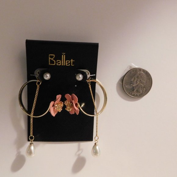 BALLET | Jewelry | Ballet Ladies Earrings Drop Dangle Pink Gold Tones ...
